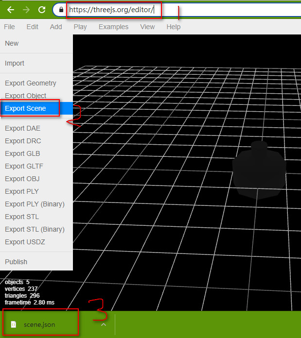 图形化开发（六）01-Three.js之导入模型——3dmax和SketchUp-editor编辑器导出json文件，在创建模型initMesh中外部的JSON文件_3d js导入 ...