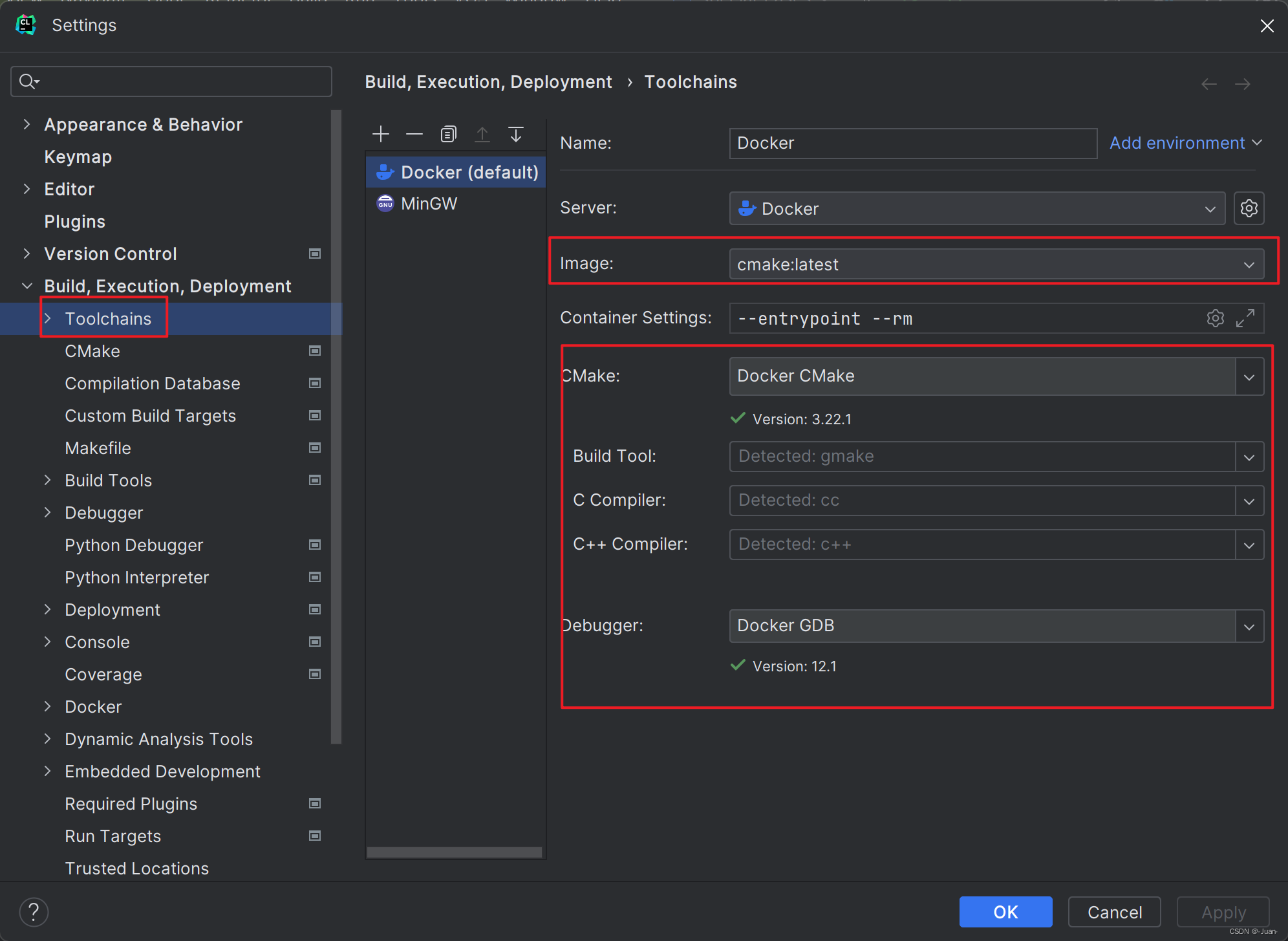 Docker创建c/c++语言指定版本的编译环境镜像，并配置Clion工具链_clion怎么配置docker编译-CSDN博客