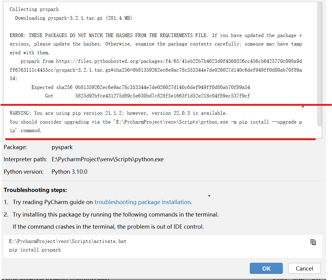 pycharm问题：安装pyspark失败（一）_pyspark下载失败-CSDN博客