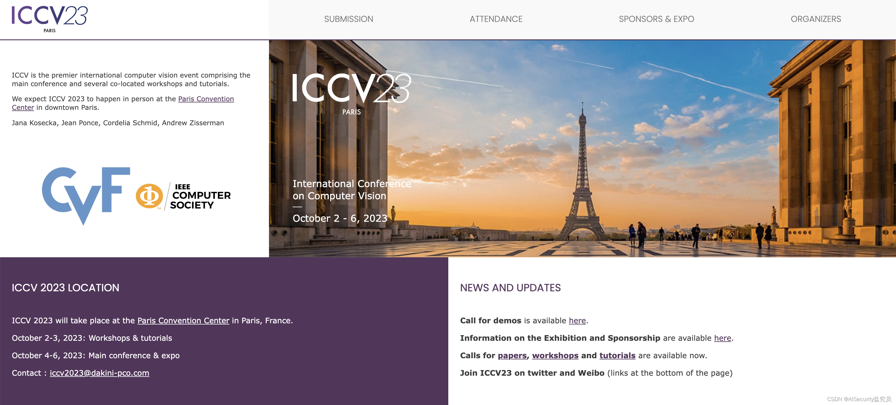  Call For Papers ICCV 2023 CCF A 2023 3 8 AI 