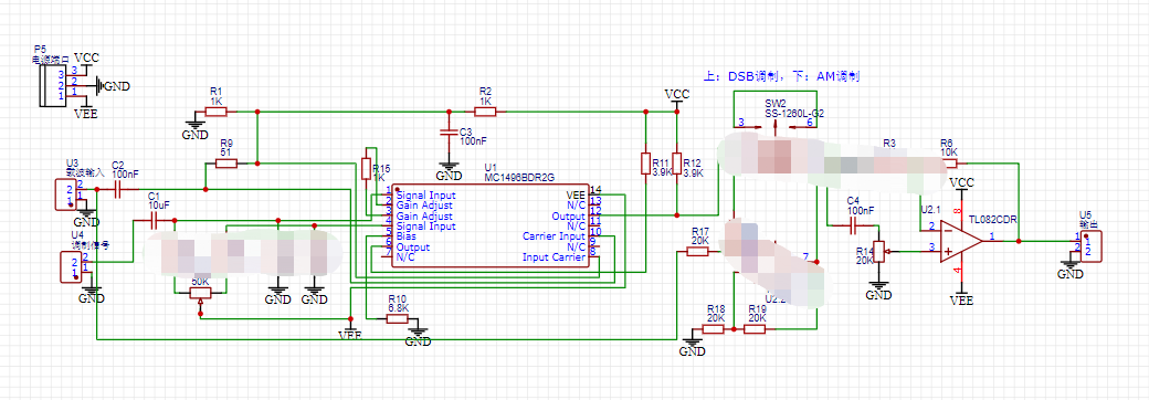Multisim：振幅调制器的设计（含仿真程序+文档+原理图+PCB）_mc1496在multisim哪里-CSDN博客