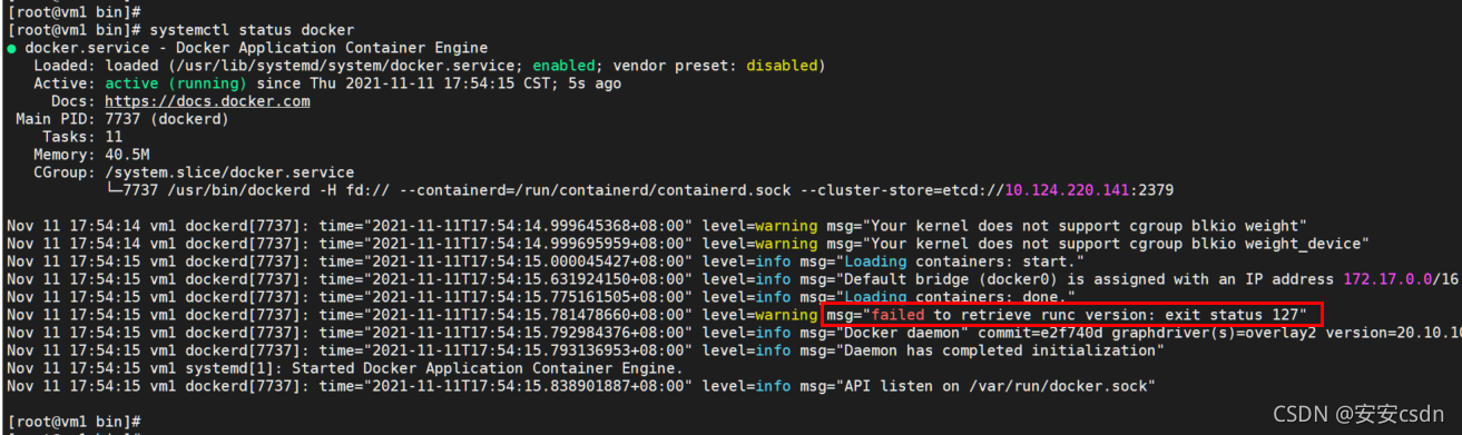 【错误解决】docker找不到runc:failed To Create Shim Oci Runtime Create Failed