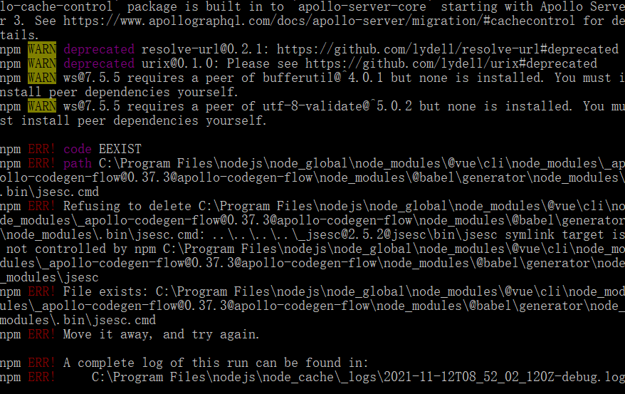 npm ERR code EEXIST 报错 解决方案_npm err! code eexist-CSDN博客