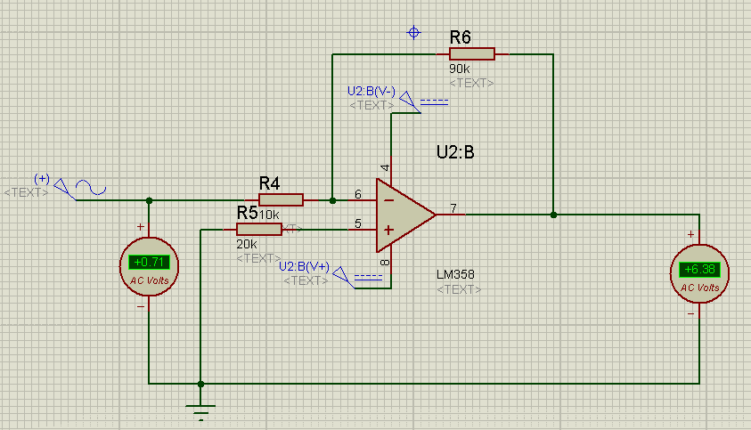 模拟电路单片机硬件比例运算放大器LM358通过PROTUES演示_lm358放大倍数-CSDN博客