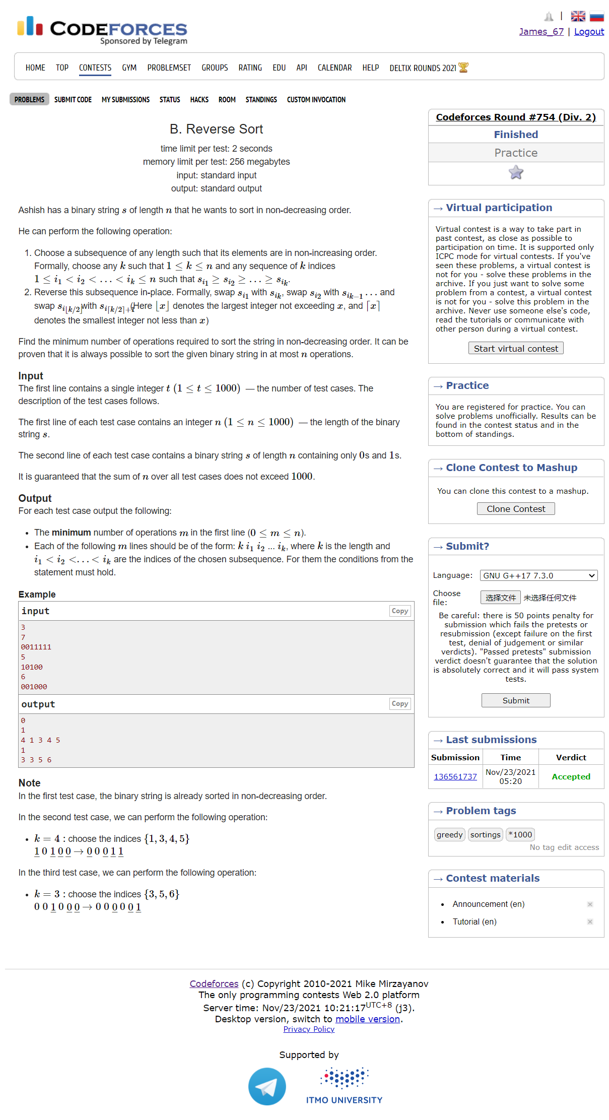 Codeforces Round #754 (Div. 2) B. Reverse Sort_reverse sort sum codeforces-CSDN博客