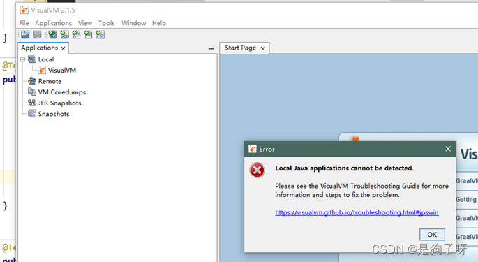 Visualvm :local Java Applications Cannot Be Detected【无法检测本地java应用】local Applications Cannot Be 2095