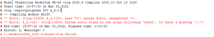 Modelsim 报错 near “=“: syntax error, unexpected ‘=‘._near"=":syntax error-CSDN博客