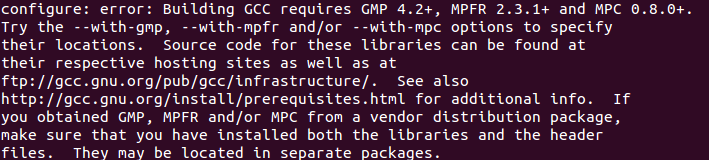 安装gcc必需的三个库，解决报错：gcc configure: error: Building GCC requires GMP 4.2 ...