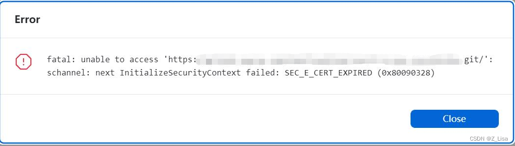 git fatal: schannel: next InitializeSecurityContext failed: SEC E CERT EXPIRED (0x80090328 ...