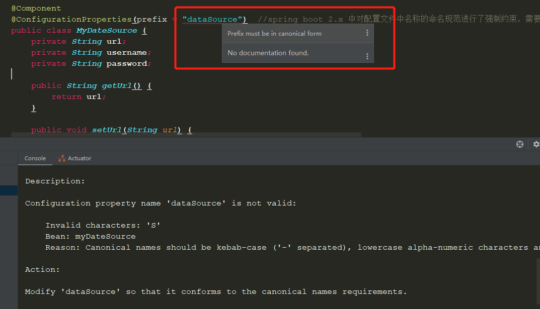 Spring Boot启动报错：reason Canonical Names Should Be Kebab Case ‘ ‘ Separated Lowercase
