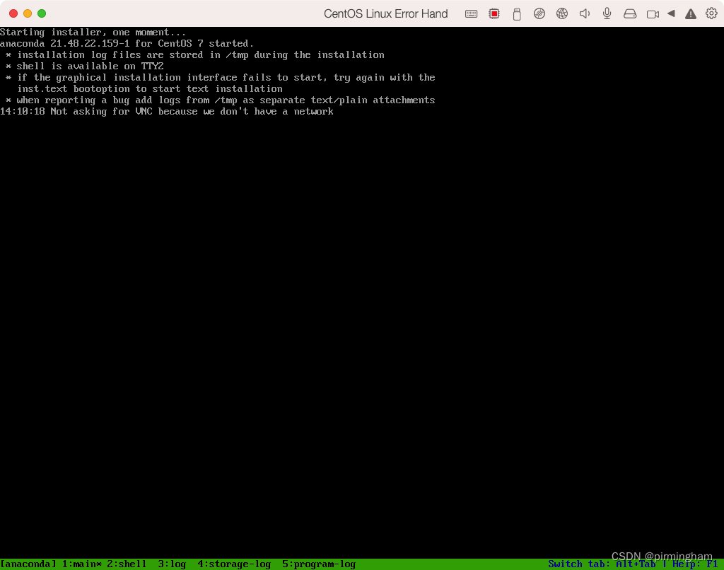 parallel desktop 19安装CenOS 7.9红屏或者Not asking for VNC because we don‘t have a network-CSDN博客