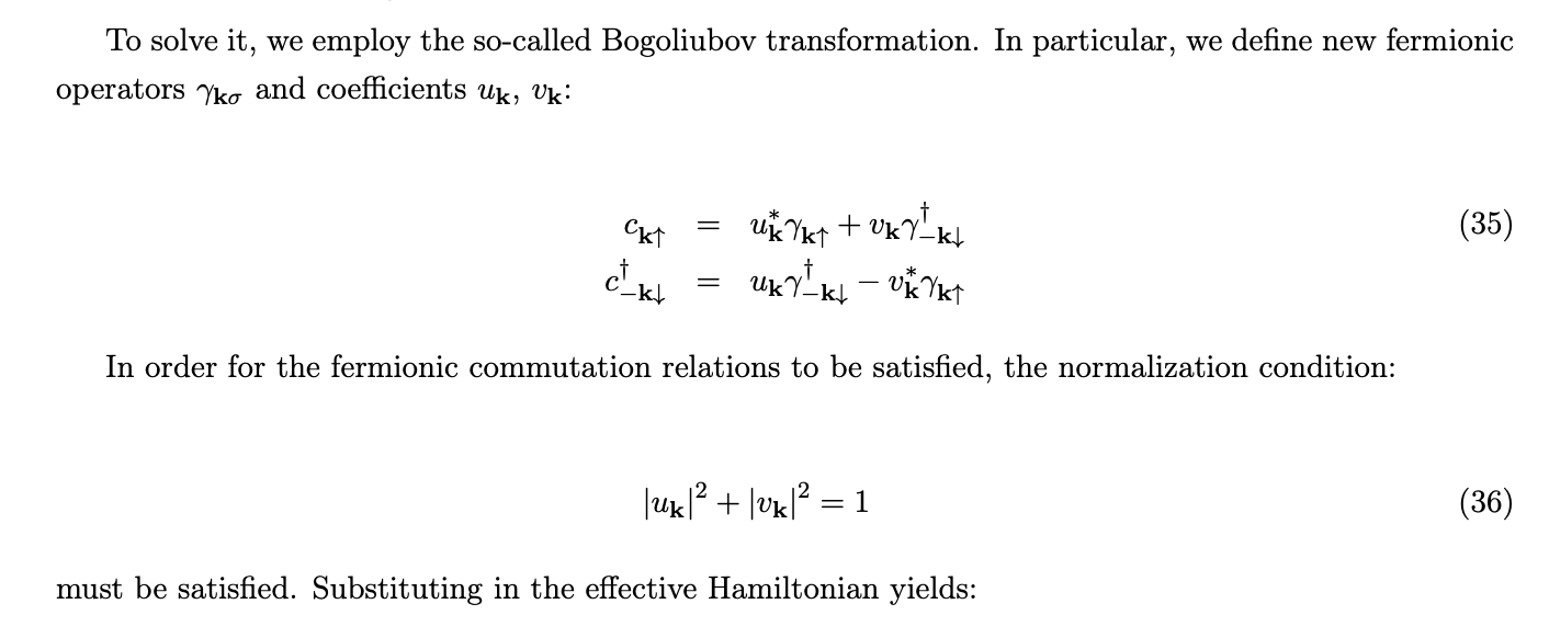 BCS Hamiltonian and BCS wave-function_bogoliubov transformation-CSDN博客