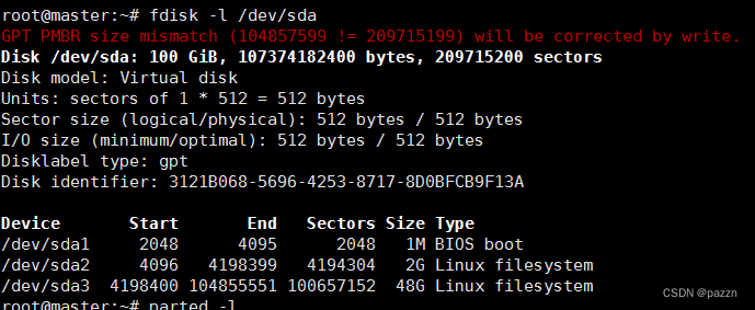 Vm虚拟机ubuntu 2204 Lvm磁盘扩容报错：gpt Pmbr Size Mismatch 104857599 209715199 Will Be Corrected By 