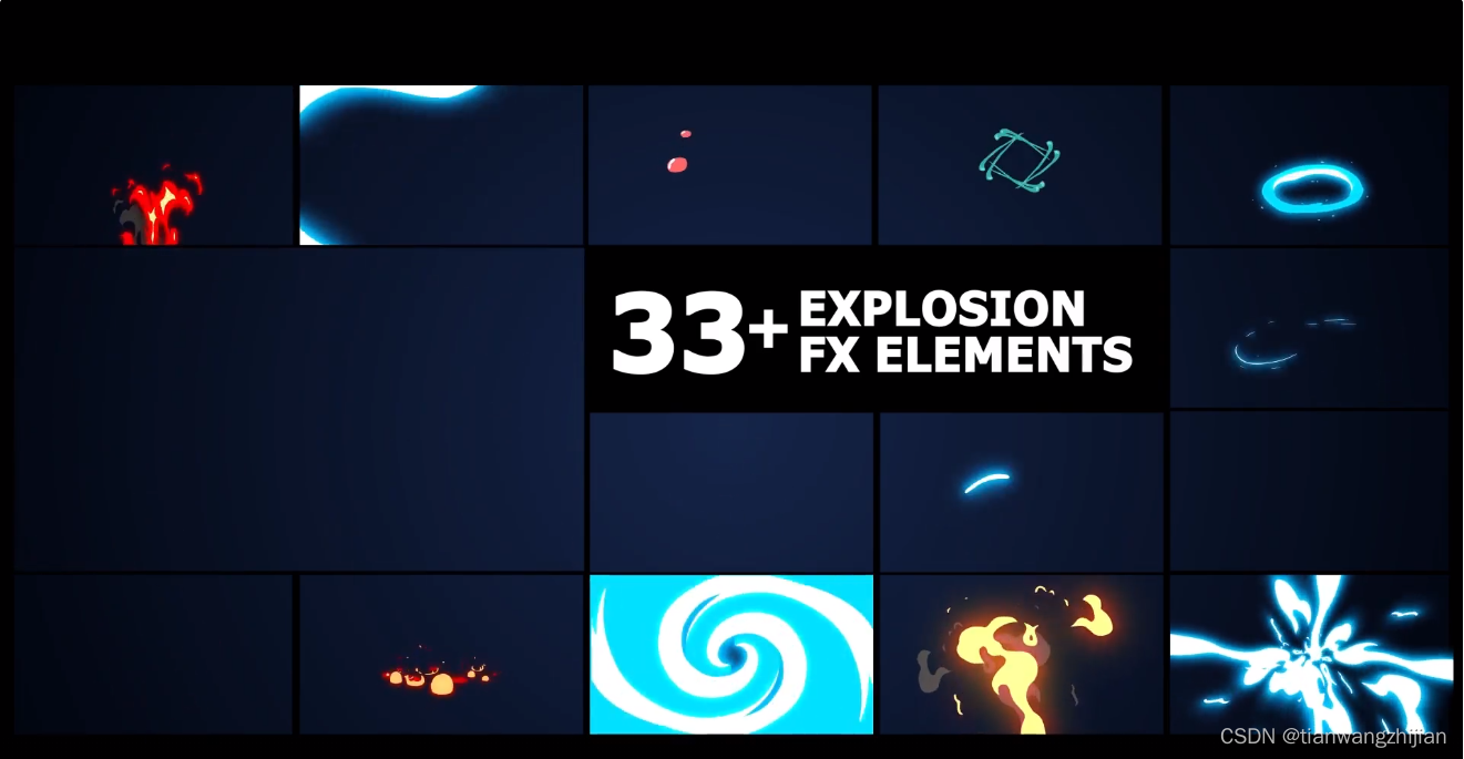 33+卡通炫酷视频特效素材AE模板 Flash FX Elements Pack 02-CSDN博客