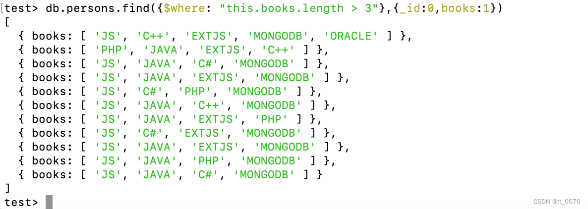Mongodb查询指定的数组长度：sizemongodb Size Csdn博客
