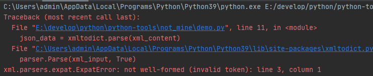 python报错：xml.parsers.expat.ExpatError: not well-formed (invalid token): line 3, column 1的解决办法-CSDN博客