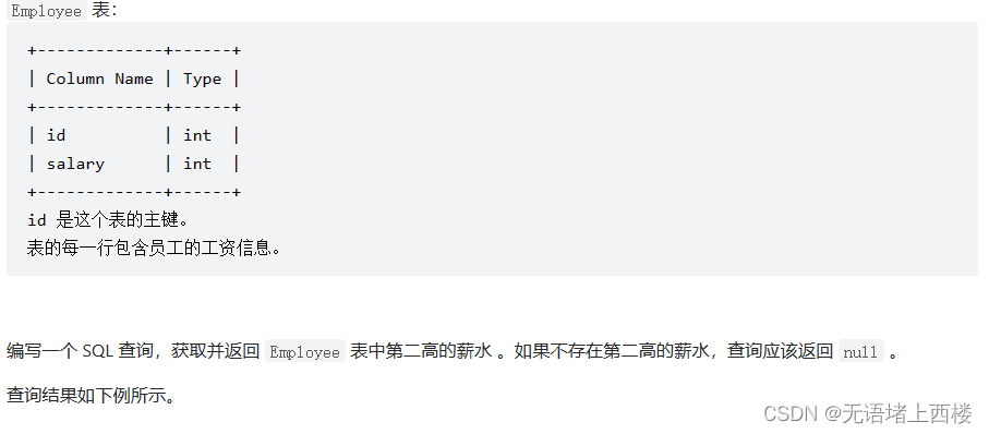 Sql练习第二高的薪水sql第二高薪水 Csdn博客