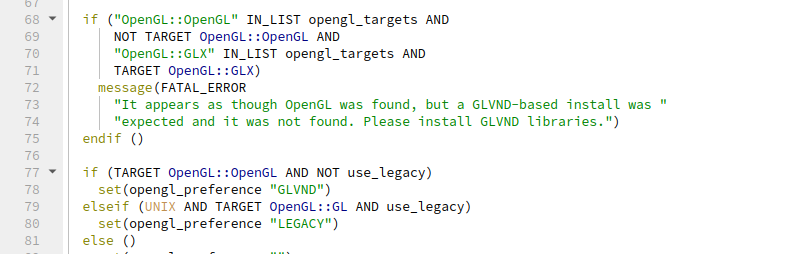 It appears as though OpenGL was found, but a GLVND-based install was expected and it was not ...