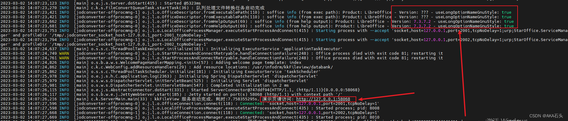 Could not start the office process. An error prevents us to start a process with --accrpt ...