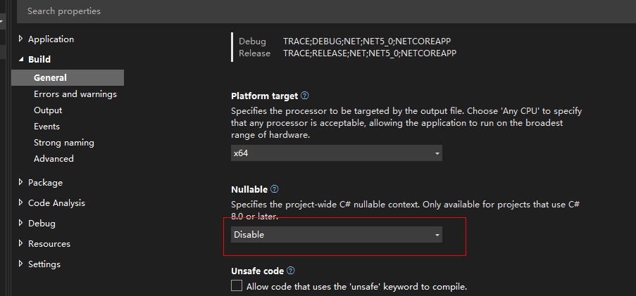 VS2022编译时禁用Nullable类型检查_vs2022警告不能为null怎么解决-CSDN博客