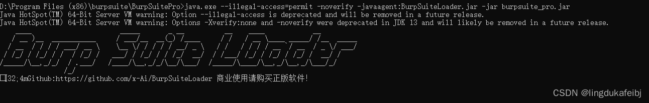 burp 启动提示To run Burp Suite using Java 16 or above,supply the following JVM argument: --illgal ...