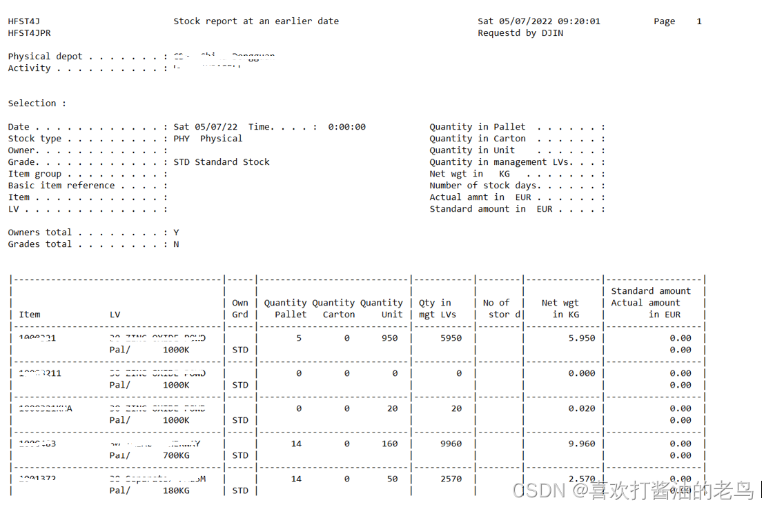 Reflex WMS入门系列二十三：几个库存相关的报表_wms统计报表-CSDN博客