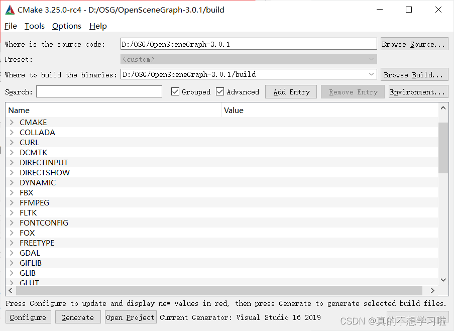 OpenSceneGraph-3.0.1 VS2019编译过程_openscenegraph visual studio编译-CSDN博客