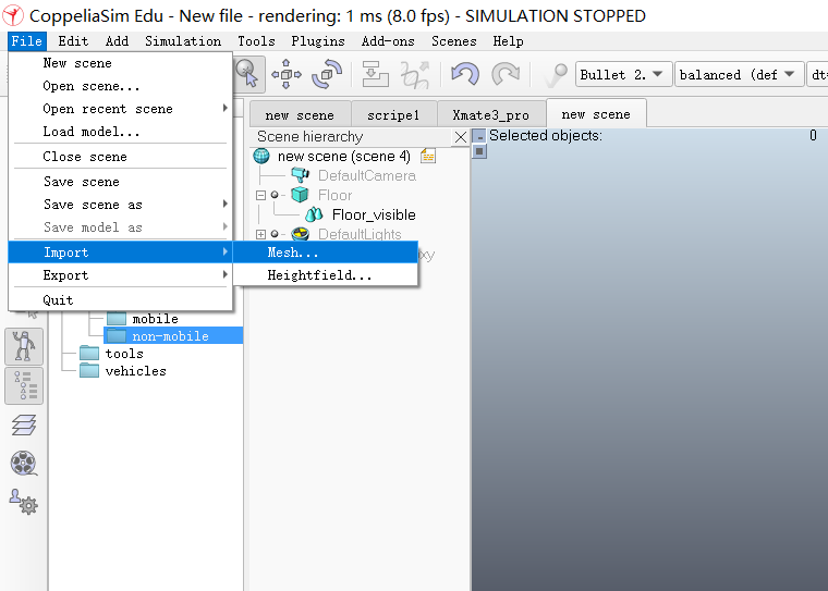 V-rep中导入机械臂模型并验证_打开v-rep 脚本-CSDN博客