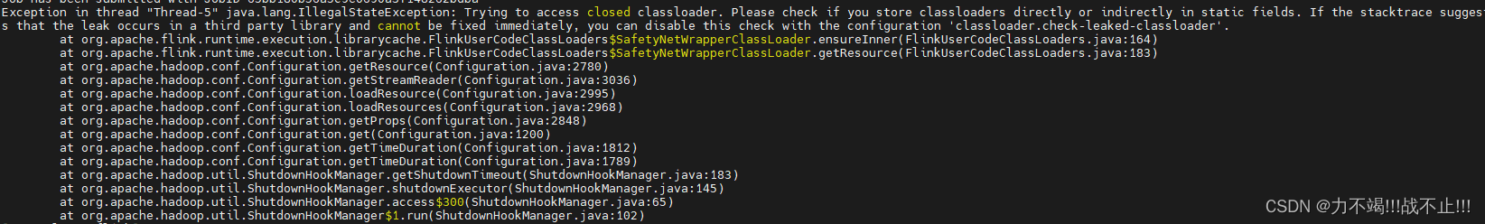 flink 单作业模式部署提交作业爆:Trying to access closed classloader. Please check if you store classloaders ...