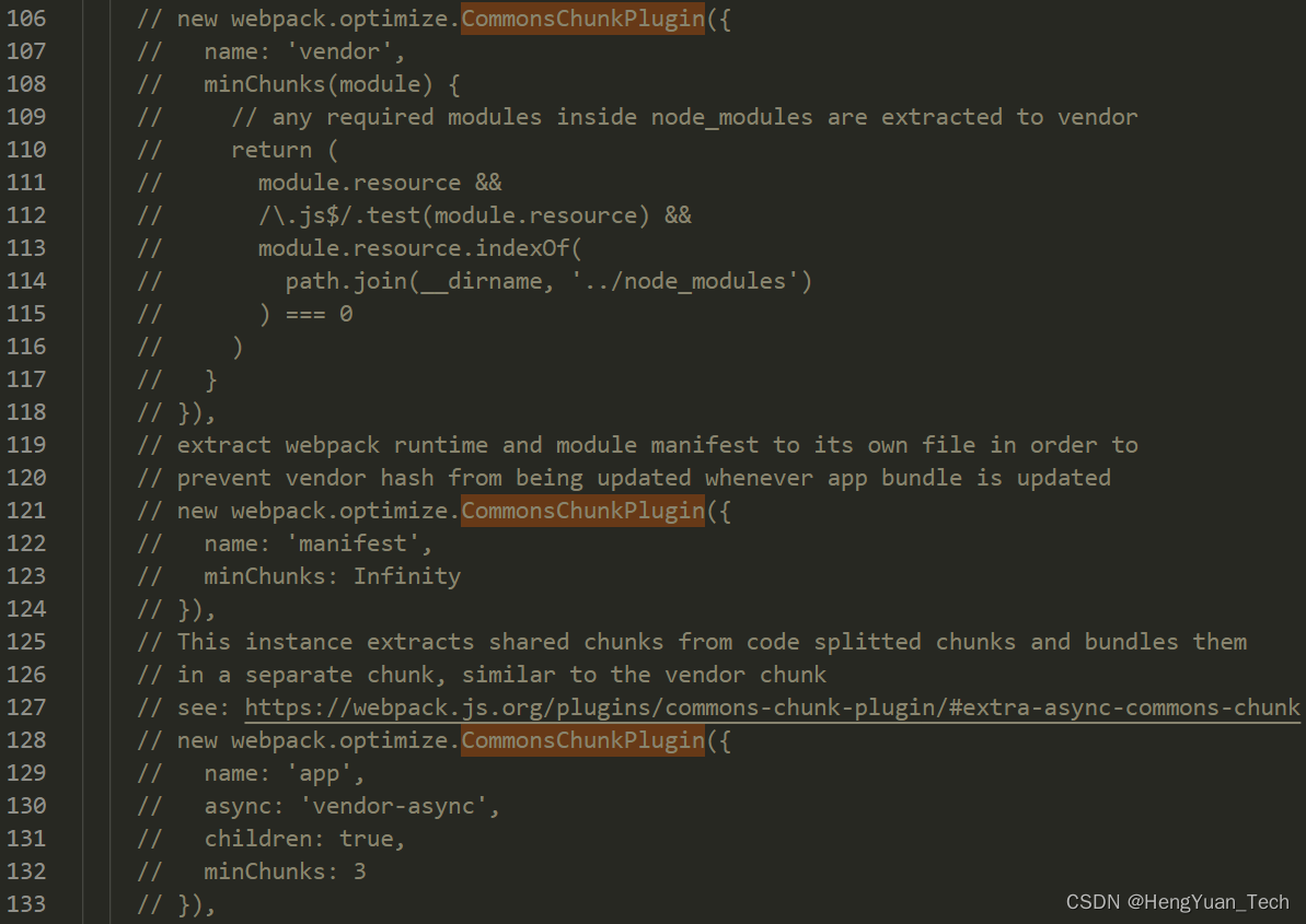 webpack.optimize.CommonsChunkPlugin has been removed,please use config.optimization.splitChunks ...