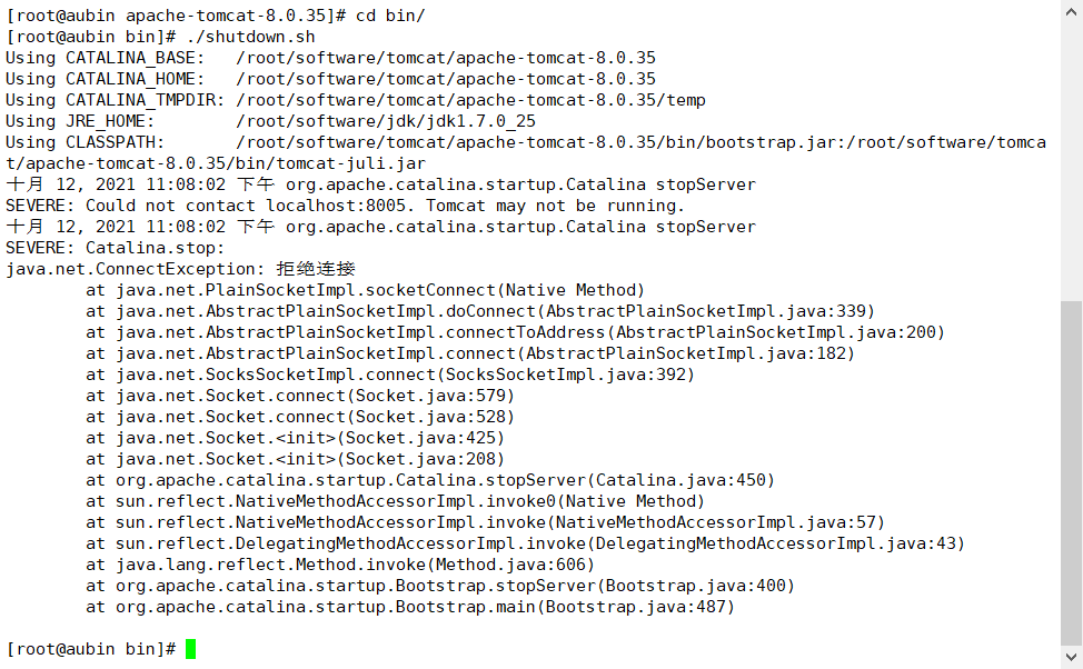 Tomcat拒绝连接 java.net.ConnectException: 拒绝连接 at java.net.PlainSocketImpl.socketConnect(Native ...