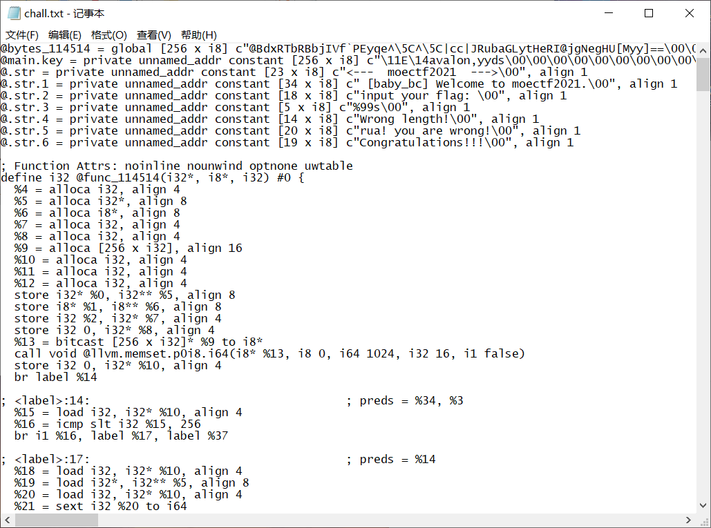 MoeCTF 2021Re部分------baby_bc_[moectf 2021]babyrce-CSDN博客