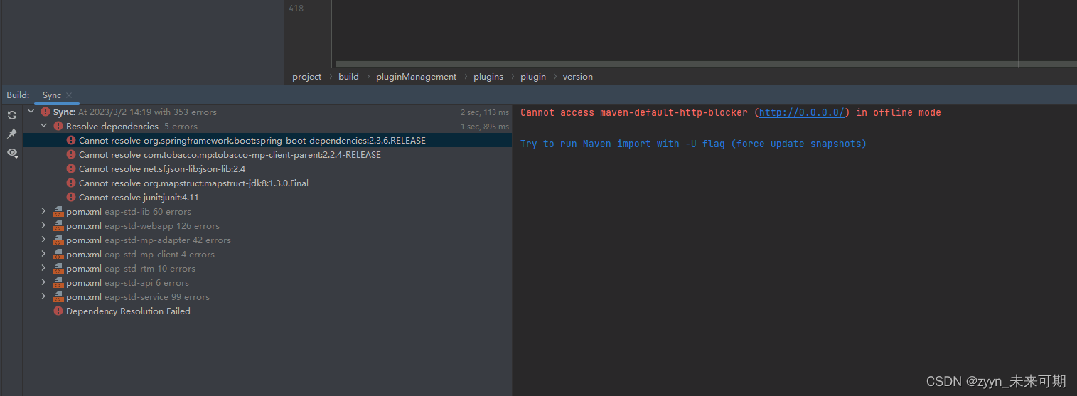 maven报错：Cannot access maven-default-http-blocker (http://0.0.0.0/) in offline mode_maven 0.0.0.0 ...