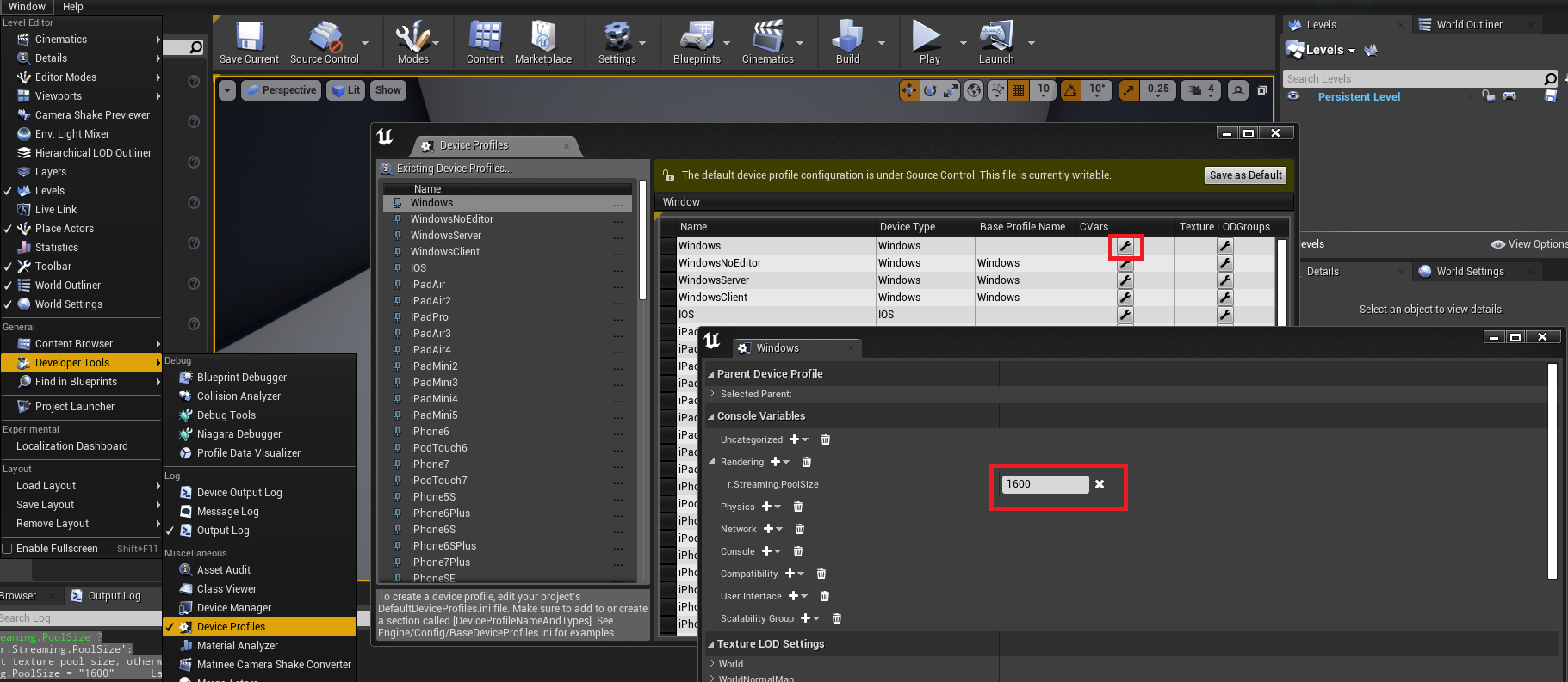 实验观察UE中控制台变量(ConsoleVariable)的设置优先级_ue 获取控制台变量字符串-CSDN博客