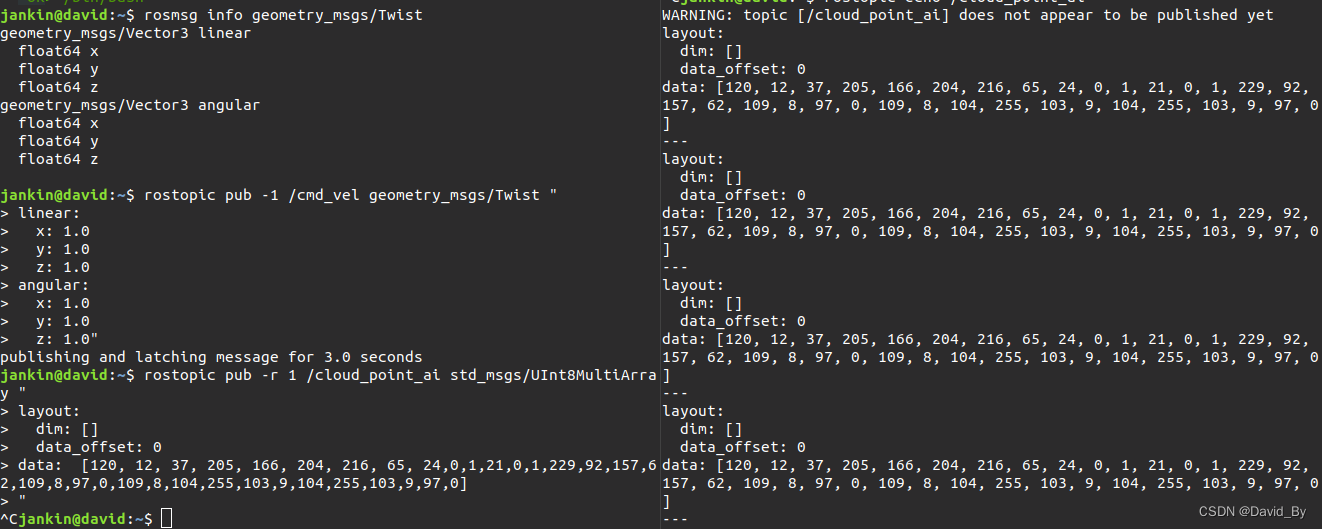 Linux 终端rostopic pub消息_rostopic pub 发布整数 消息-CSDN博客