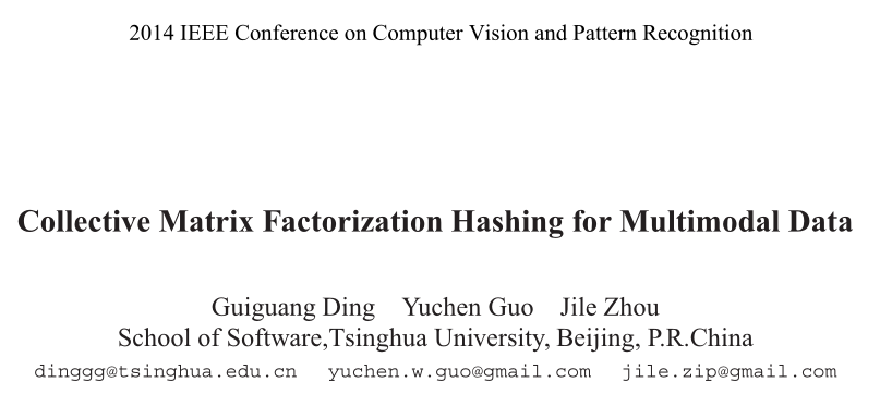 Collective Matrix Factorization Hashing for Multimodal Data--文献翻译-CSDN博客