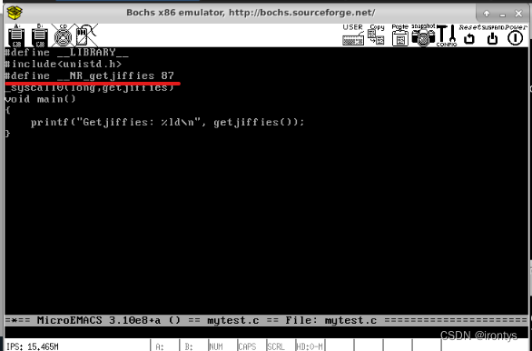 操作系统实验 2 3系统调用:linux 0 11 Lab “为版本0内核增加一个系统调用getjiffies” 和 “在用户程序中使用新增的