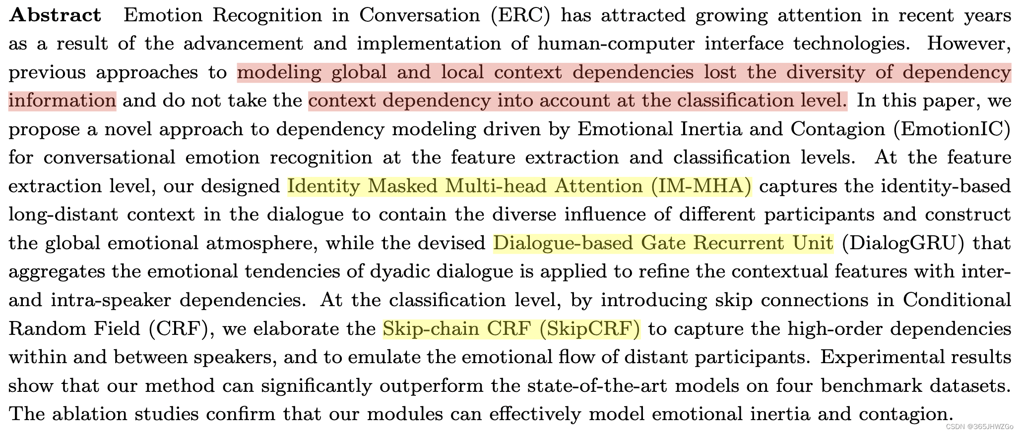 《论文阅读》EmotionIC: Emotional Inertia and Contagion-driven Dependency Modeling for Emotion ...