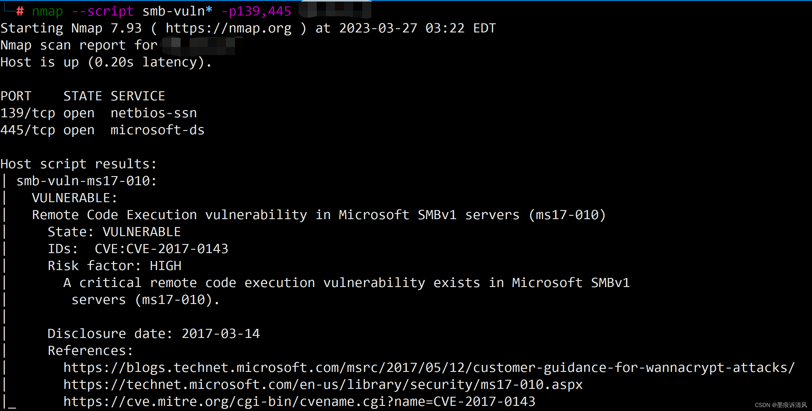 ms17-010漏洞记录（老版本、永恒之蓝、CVE-2017-0143）_mf17-010对应cve-CSDN博客
