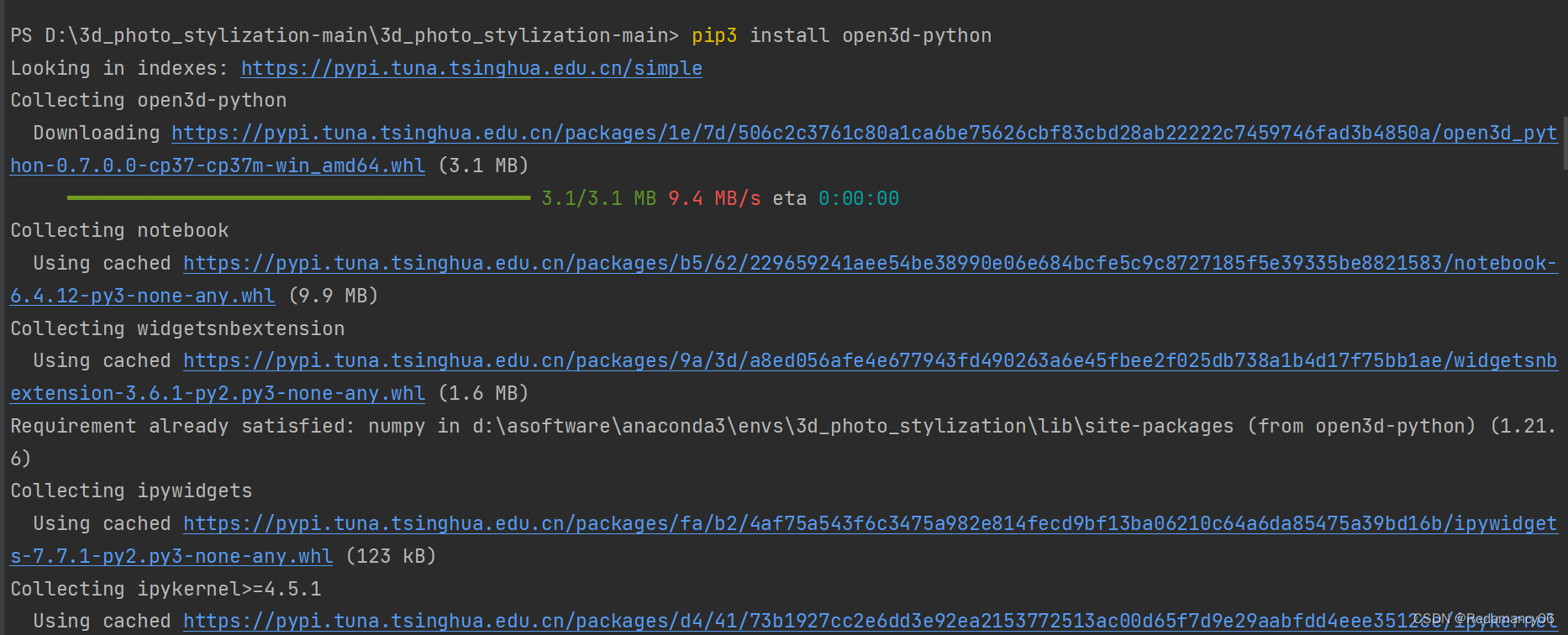 open3d库的安装，conda常用指令，导入open3d时报这个错误Solving environment: failed with initial frozen solve ...
