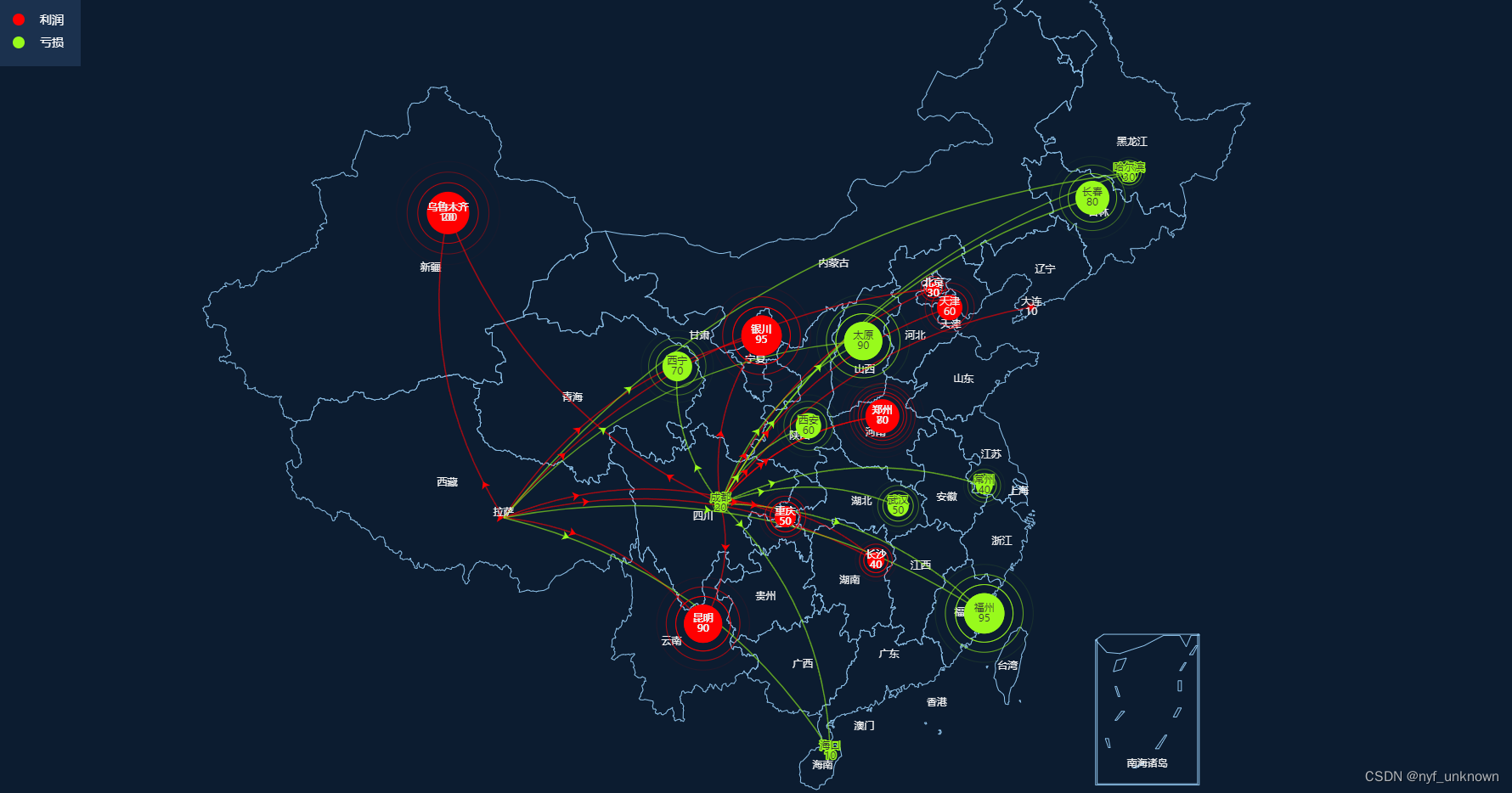 Echartsvue中使用echarts实现中国地图多线路多配色中国地图配色 Csdn博客 