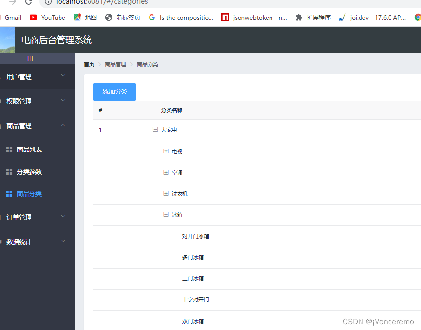 Vue_shop学习88：商品分类页面数据的渲染成表格_用vue做出商品表-CSDN博客