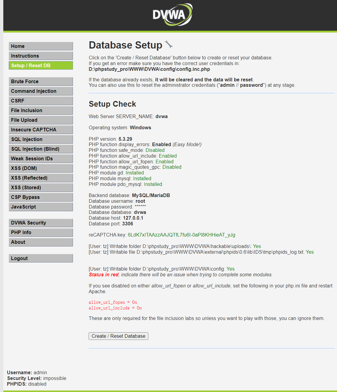 Windows使用phpstudy_pro(小皮)安装DVWA时的一些错误及解决方法_小皮安装套件消失-CSDN博客