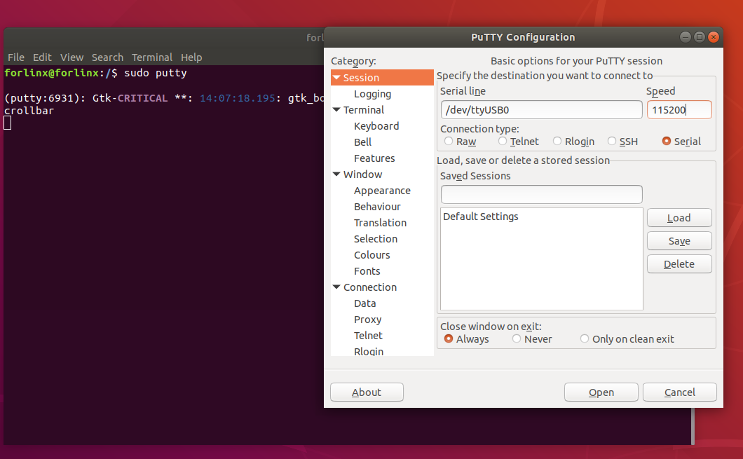 Ubuntu 下PuTTy串口连接arm开发板_用putty连接开发板时显示u然后就卡住了-CSDN博客