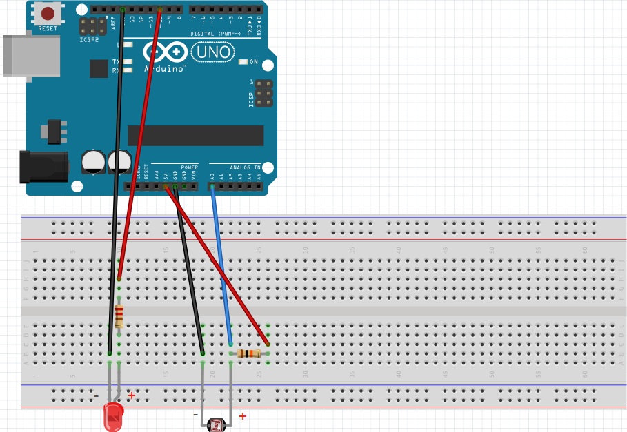 Arduino基础项目九：制作感光灯_光敏电阻感光灯仿真-CSDN博客