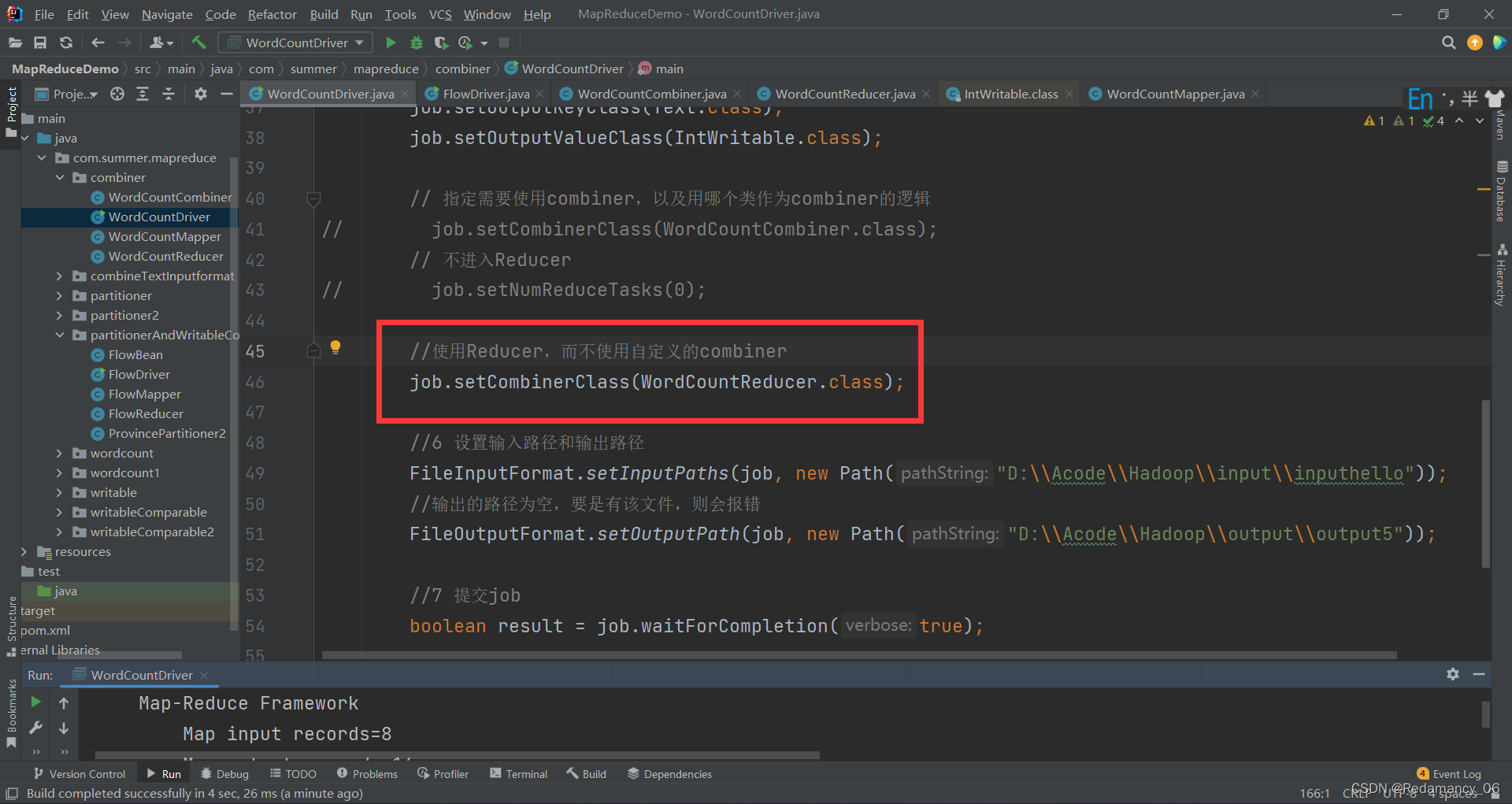 Hadoop中的MapReduce框架原理、Combiner 合并案例实操_mapreduce合并-CSDN博客