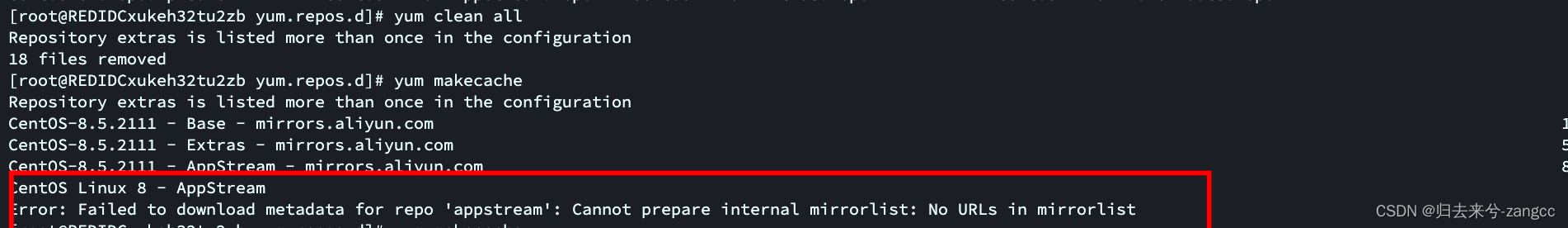 CentOS-8 - AppStreamError: Failed to download metadata for repo ...