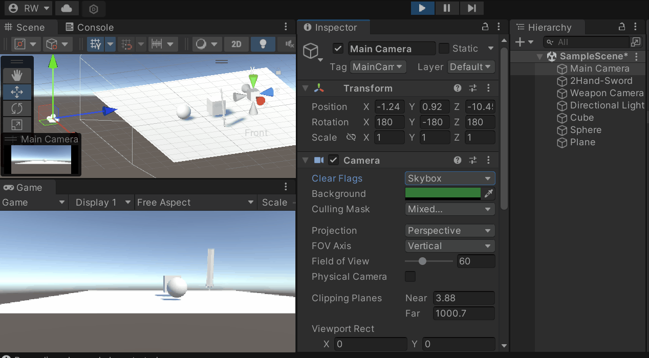 【学习笔记】Unity基础（八）【镜头camera组件属性（clear flag、target texture、occlusion ...