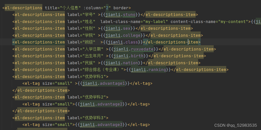 用element Ui的description组件动态展示组件内的信息element Descriptions Csdn博客